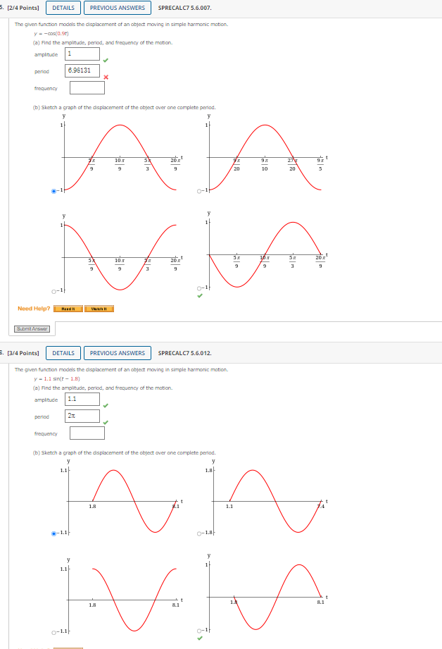 Solved I need help on all of these Harmonic Motion | Chegg.com