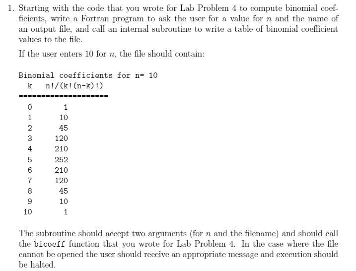 CODE FROM PROBLEM 4 Program Binomial IMPLICIT NONE | Chegg.com