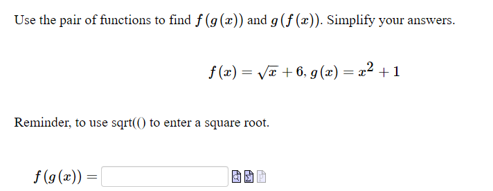 Solved Use the pair of functions to find f(g(x)) ﻿and | Chegg.com