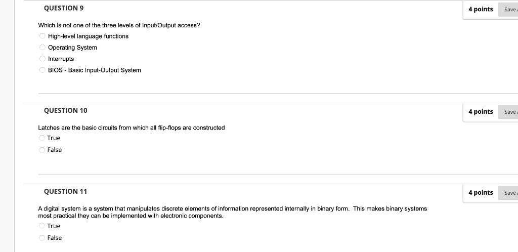 Solved Which is not one of the three levels of Input/Output | Chegg.com