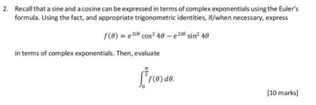 Solved 2. Recall that a sine and a cosine can be expressed | Chegg.com