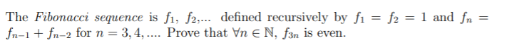 Solved The Fibonacci sequence is fi, f2,... defined | Chegg.com