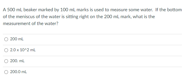 Solved A 500 ml beaker marked by 100 mL marks is used to | Chegg.com