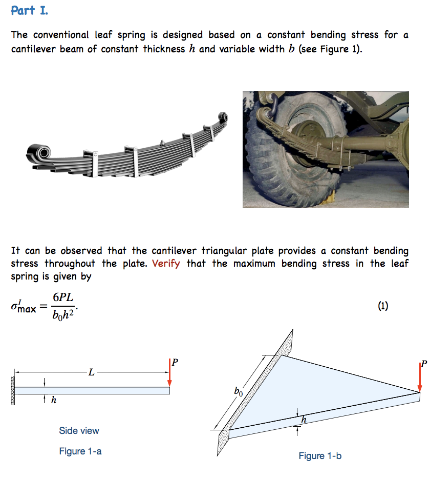 Solved Part I. The conventional leaf spring is designed | Chegg.com