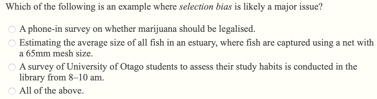 Solved Which of the following is an example where selection | Chegg.com