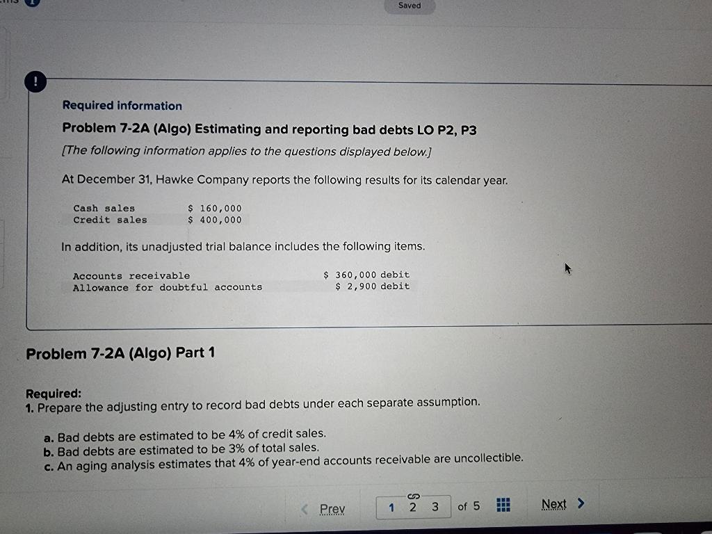 Solved ! Required information Problem 7-2A (Algo) Estimating | Chegg.com