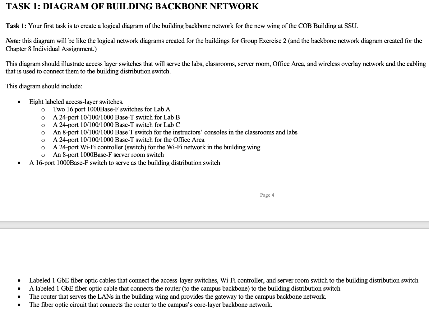 Solved TASK 1: DIAGRAM OF BUILDING BACKBONE NETWORK Task 1: | Chegg.com