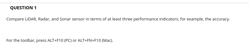 Solved Compare LiDAR, Radar, and Sonar sensor in terms of at | Chegg.com