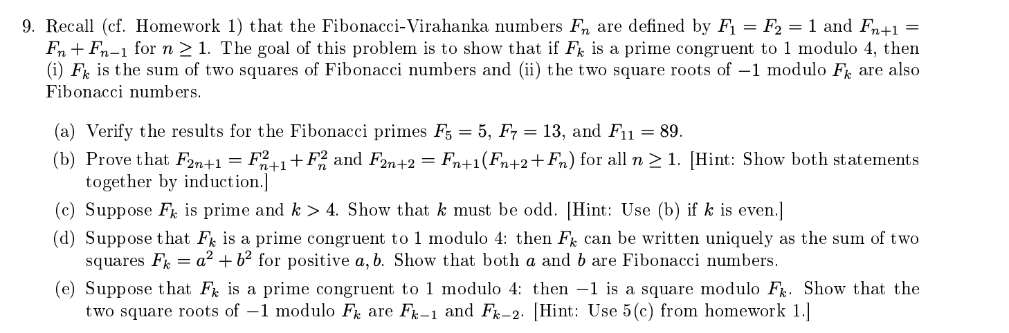 Solved 9. Recall (cf. Homework 1) that the | Chegg.com