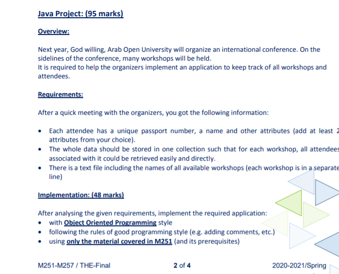 Solved Java Project: (95 marks) Overview: Next year, God | Chegg.com
