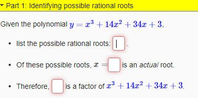 Solved Part 1: Identifying possible rational roots Given the | Chegg.com