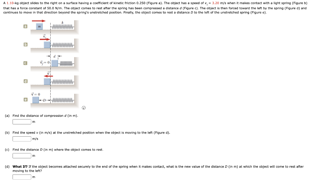 Solved (a) Find the distance of compression d (in m). m (b) | Chegg.com