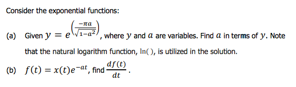 Solved Consider the exponential functions:(a) ﻿Given | Chegg.com