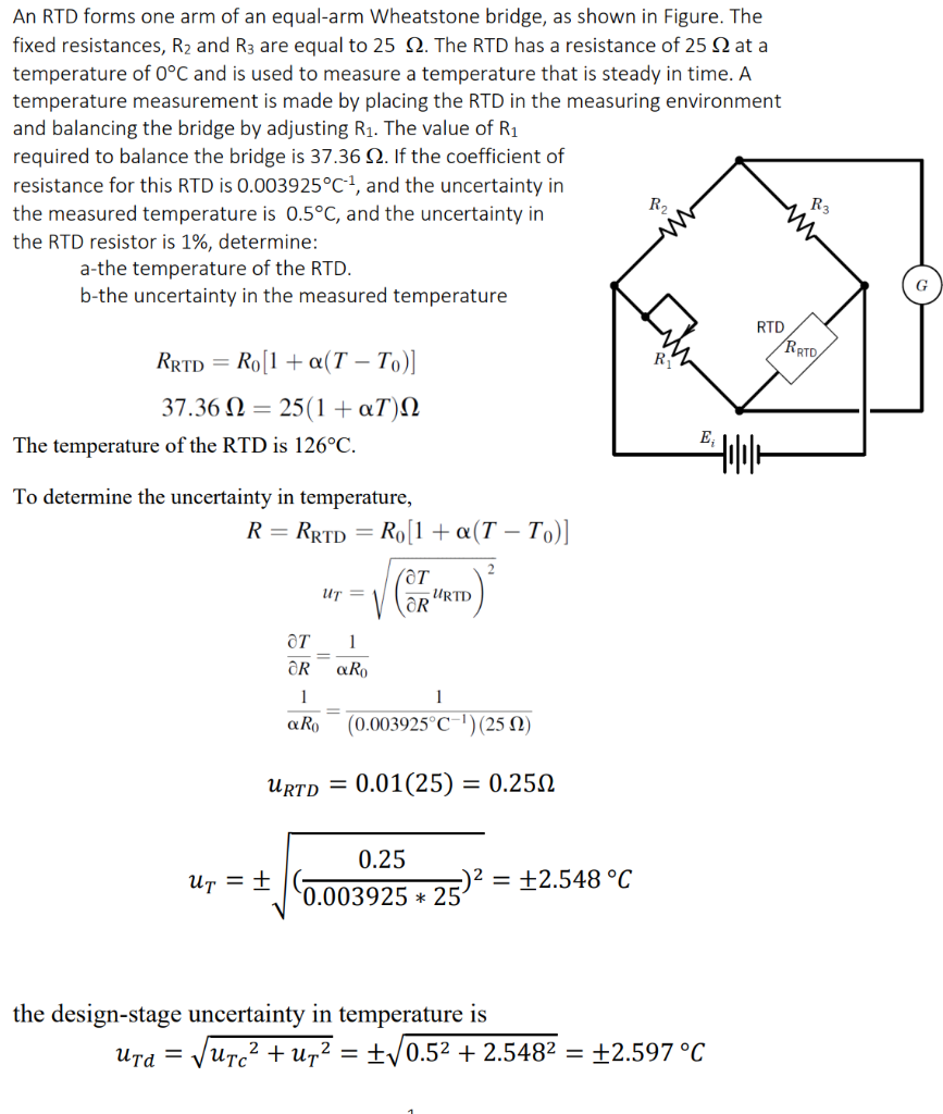 Solved An RTD forms one arm of an equal-arm Wheatstone | Chegg.com
