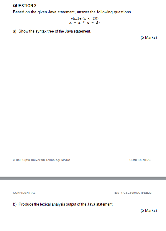 Solved Question 2 Based On The Given Java Statement Answer 