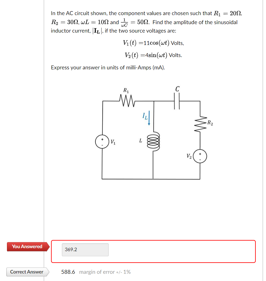 Solved In The Ac Circuit Shown The Component Values Are