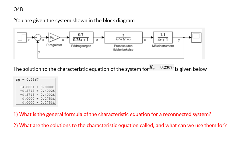 Solved Q4B 'You are given the system shown in the block | Chegg.com