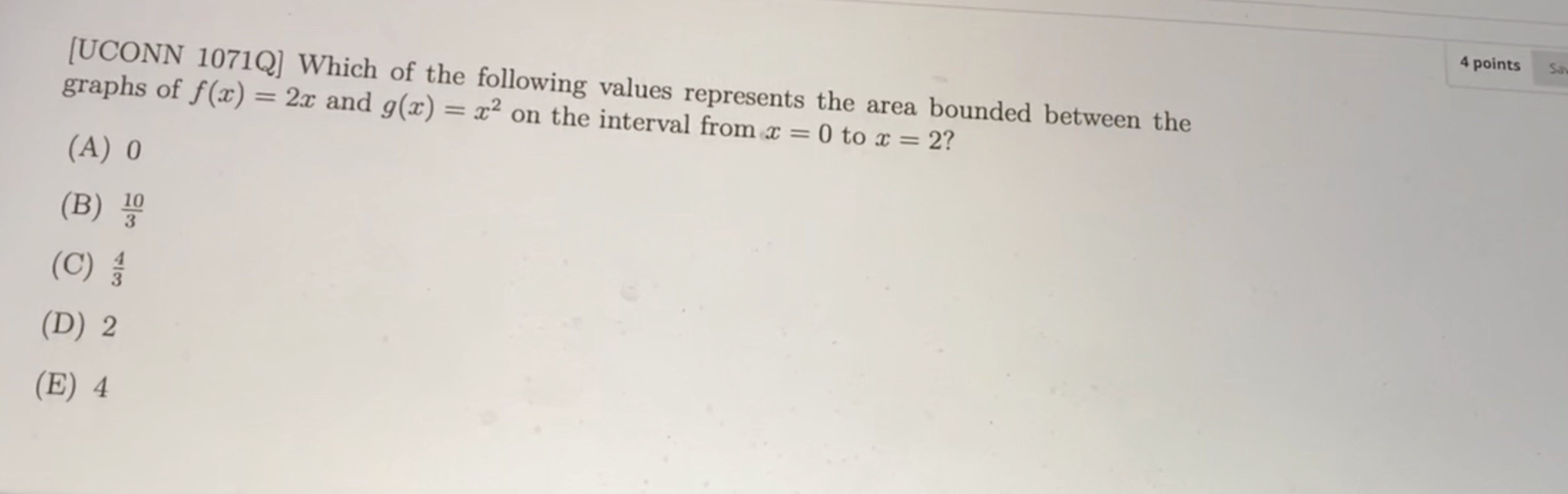 Solved [UCONN 1071Q] ﻿Which of the following values | Chegg.com