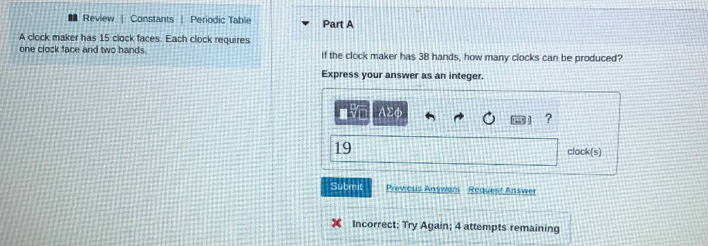 Solved n Review I Constants Periodic Table Part A A clock | Chegg.com