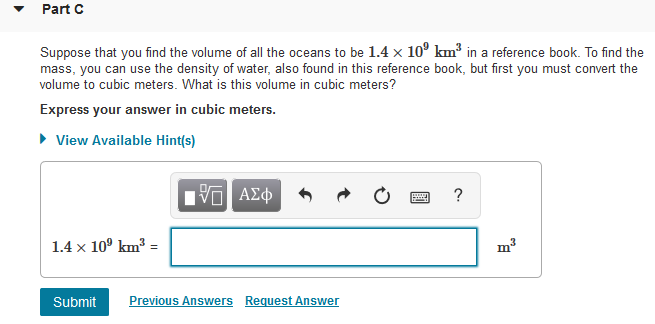 Solved Suppose that you find the volume of all the oceans to | Chegg.com