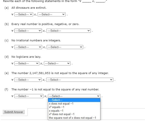 Solved Rewrite each of the following statements in the form | Chegg.com