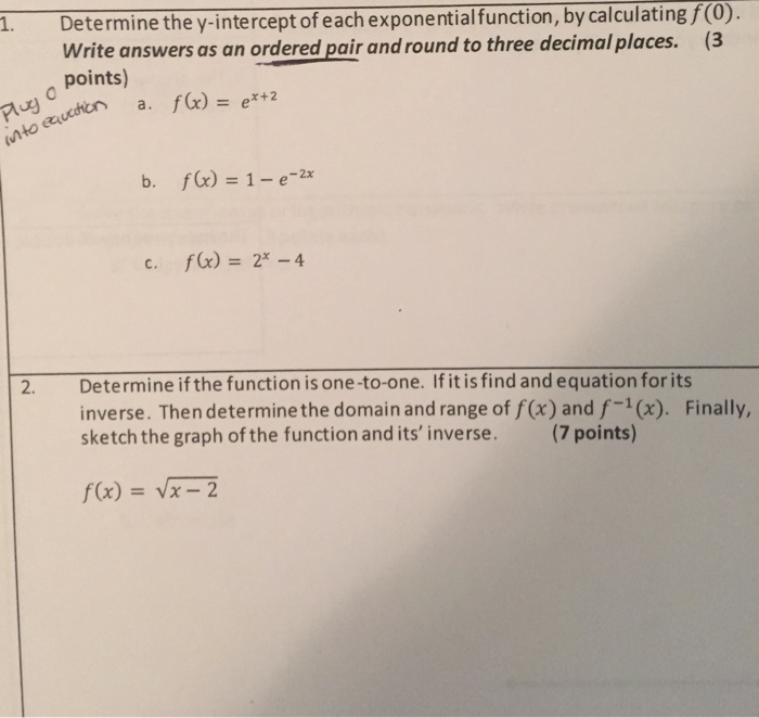 Solved Determine the y-intercept of each exponential | Chegg.com