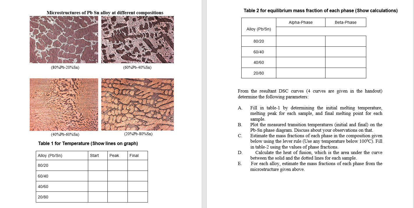 Microstructures of Pb Sn alloy at different | Chegg.com