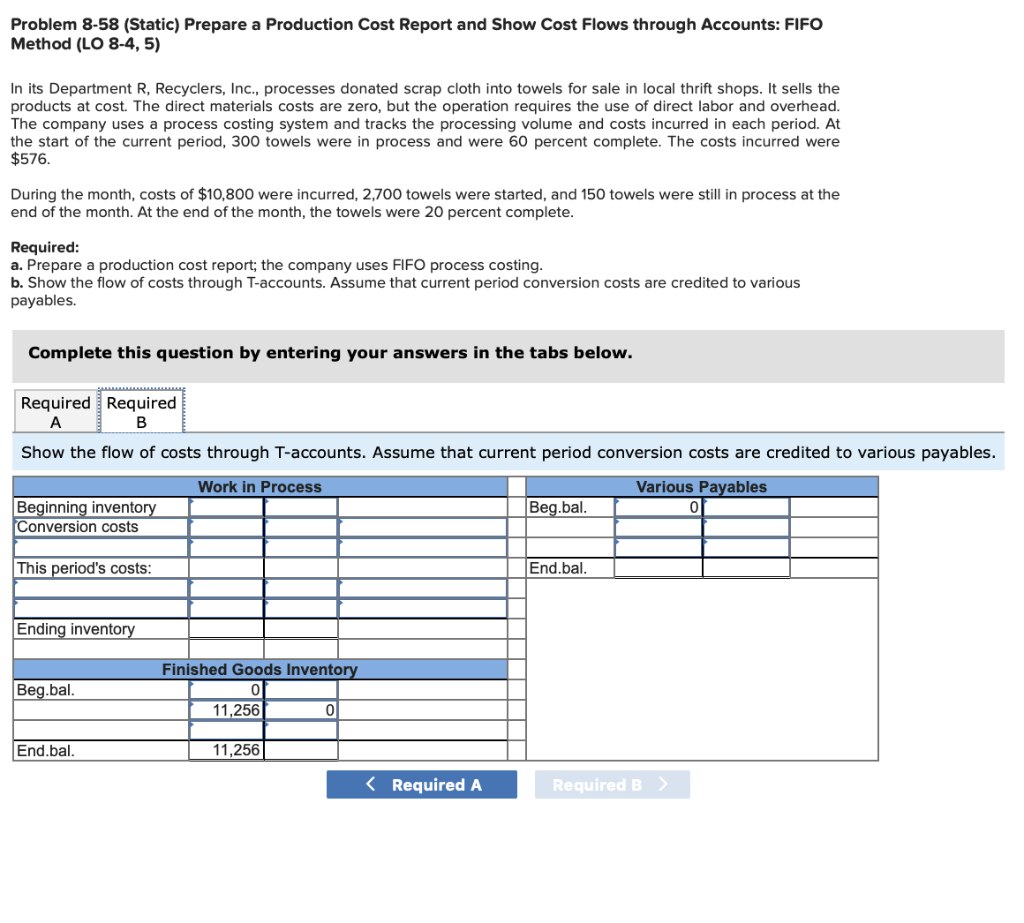 Solved Problem 8-58 (Static) Prepare a Production Cost | Chegg.com