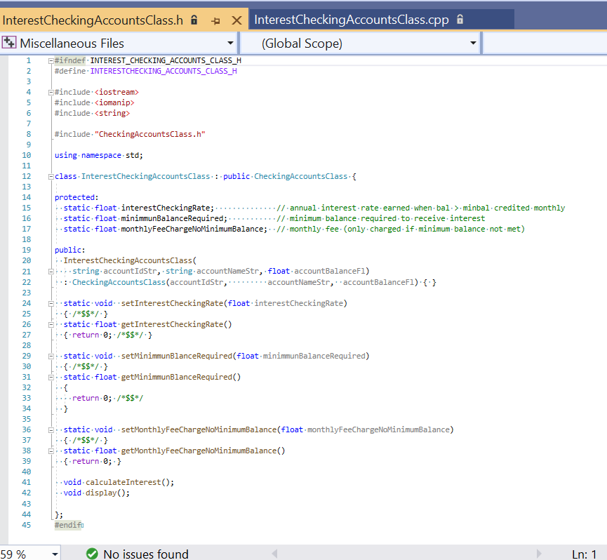 (Global Scope BankAccountsClass.cpp â + X | Chegg.com