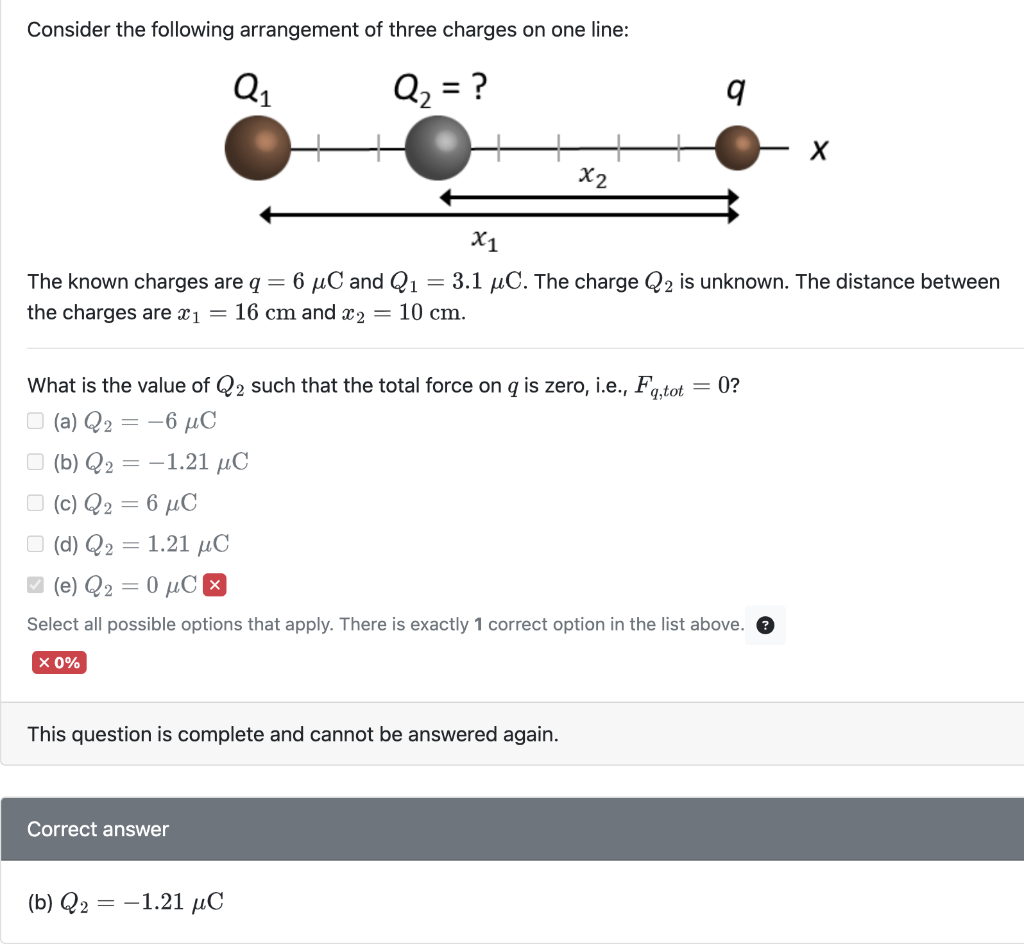 Solved Consider the following arrangement of three charges | Chegg.com