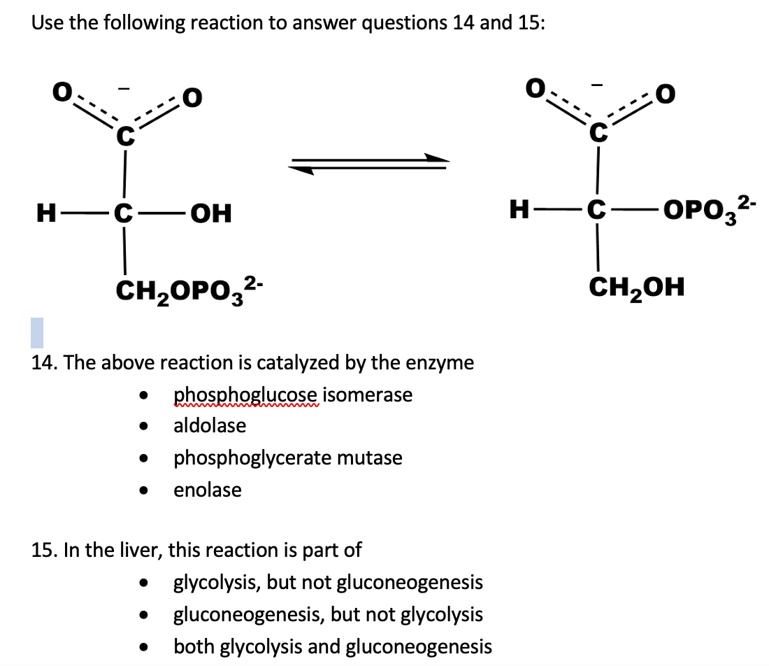 Solved Use the following reaction to answer questions 14 | Chegg.com
