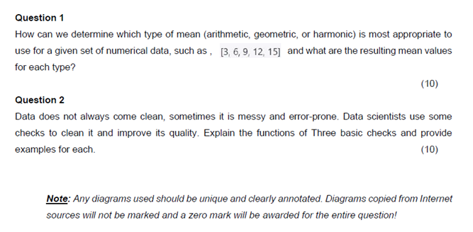 Solved Question 1 How can we determine which type of mean | Chegg.com