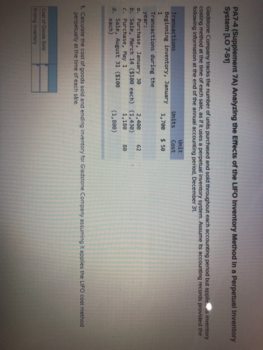 Solved PA7-4 (Supplement 7A) Analyzing the Effects of the | Chegg.com
