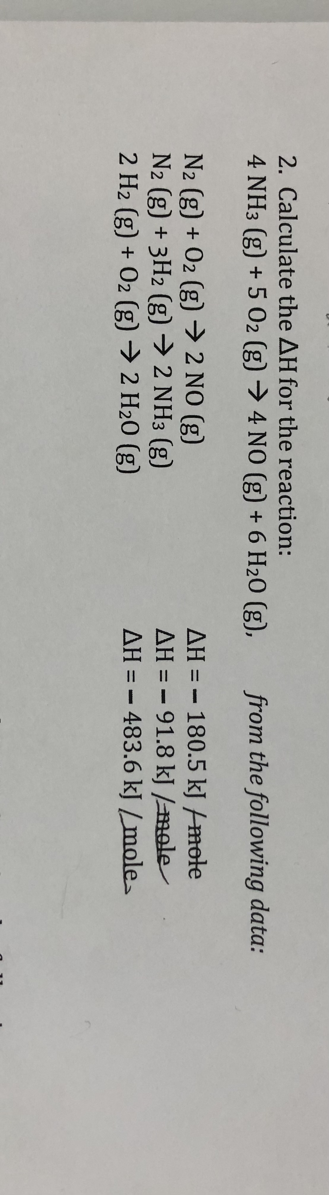 Solved Calculate the ΔH ﻿for the | Chegg.com