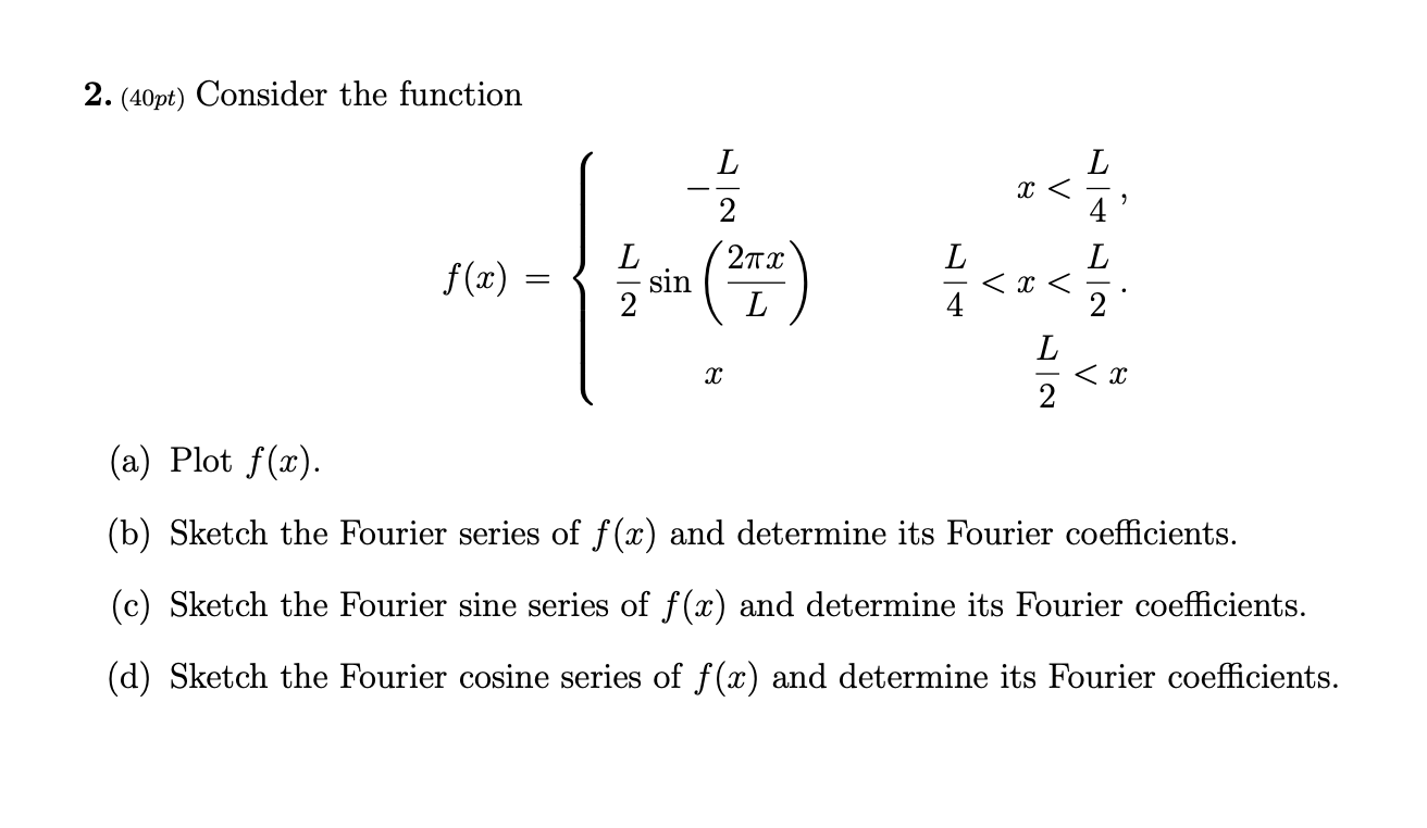 2. (40pt) Consider the function L 2 2πα L f(x) L sin | Chegg.com