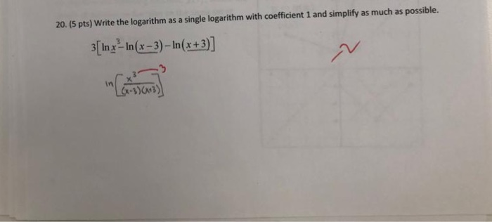 Solved 20. (5 pts) Write the logarithm as a single logarithm | Chegg.com