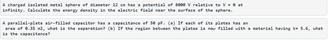 Solved A charged isolated metal sphere of diameter 12 cm has | Chegg.com
