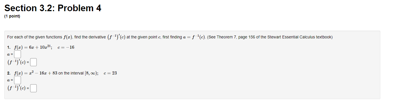 Solved Section 3.2: Problem 4 (1 point) For each of the | Chegg.com