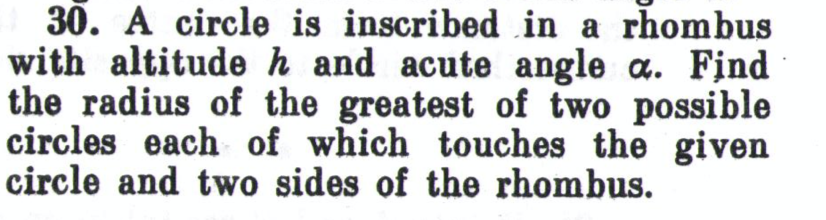 Solved 30. A circle is inscribed in a rhombus with altitude | Chegg.com