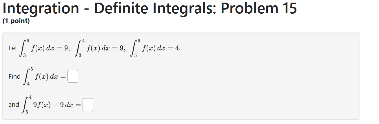 Solved Integration - Definite Integrals: Problem 15 | Chegg.com