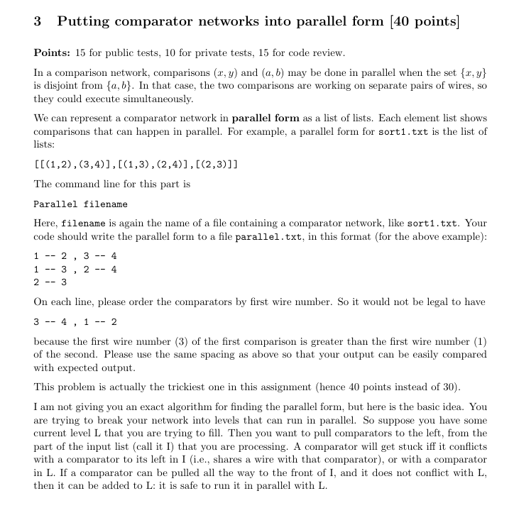 Solved 3 Putting comparator networks into parallel form [40 | Chegg.com