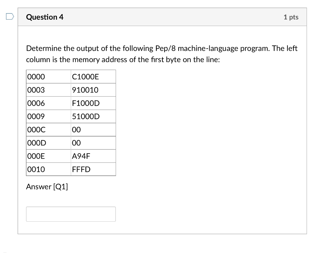 Question 4 1 pts Determine the output of the | Chegg.com