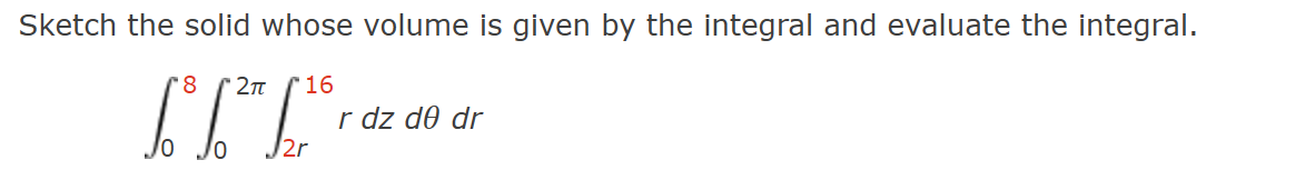 Solved Sketch the solid whose volume is given by the | Chegg.com