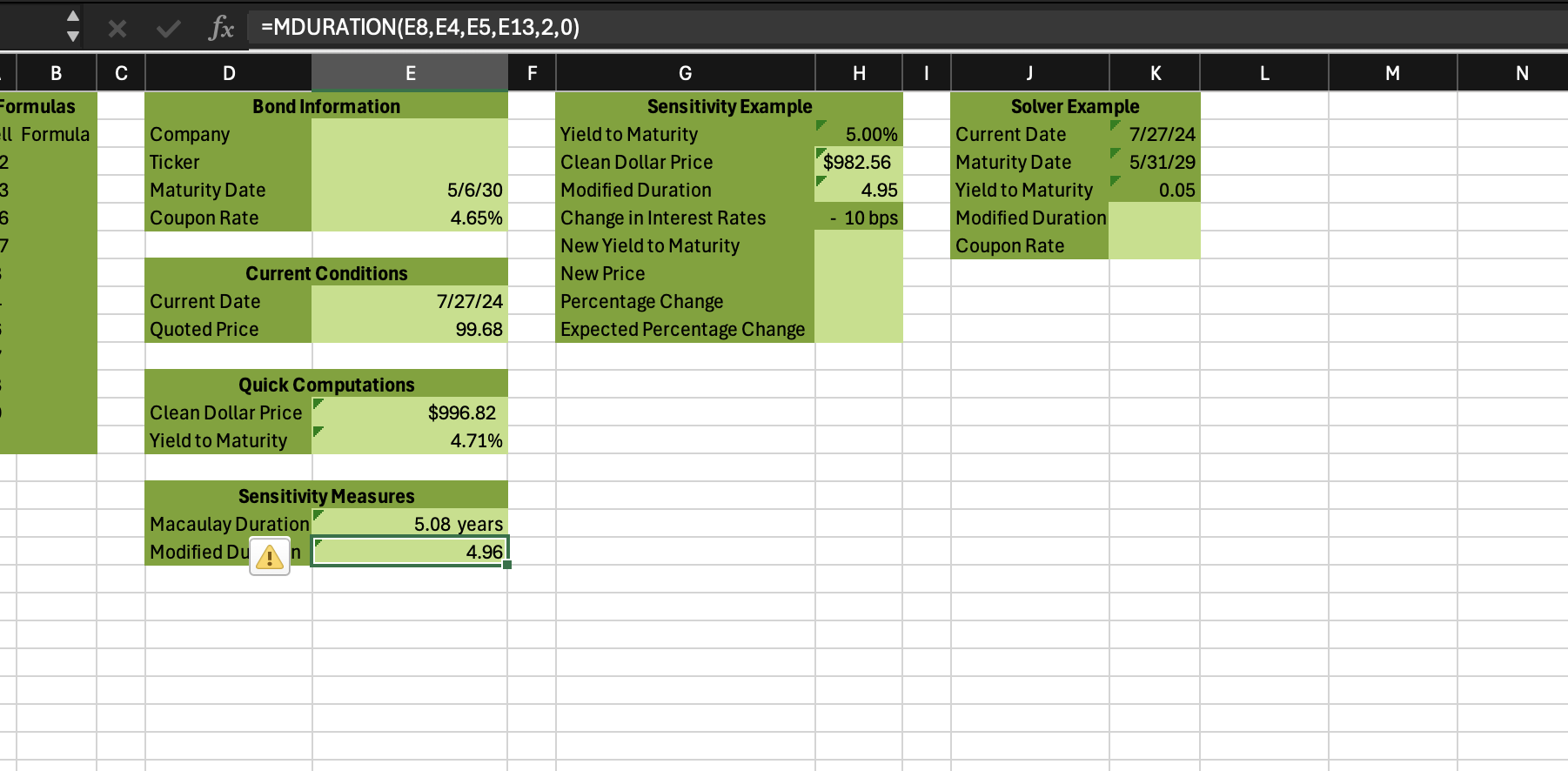 Solved Formulas(f) ﻿Create formulas that only refer to the | Chegg.com
