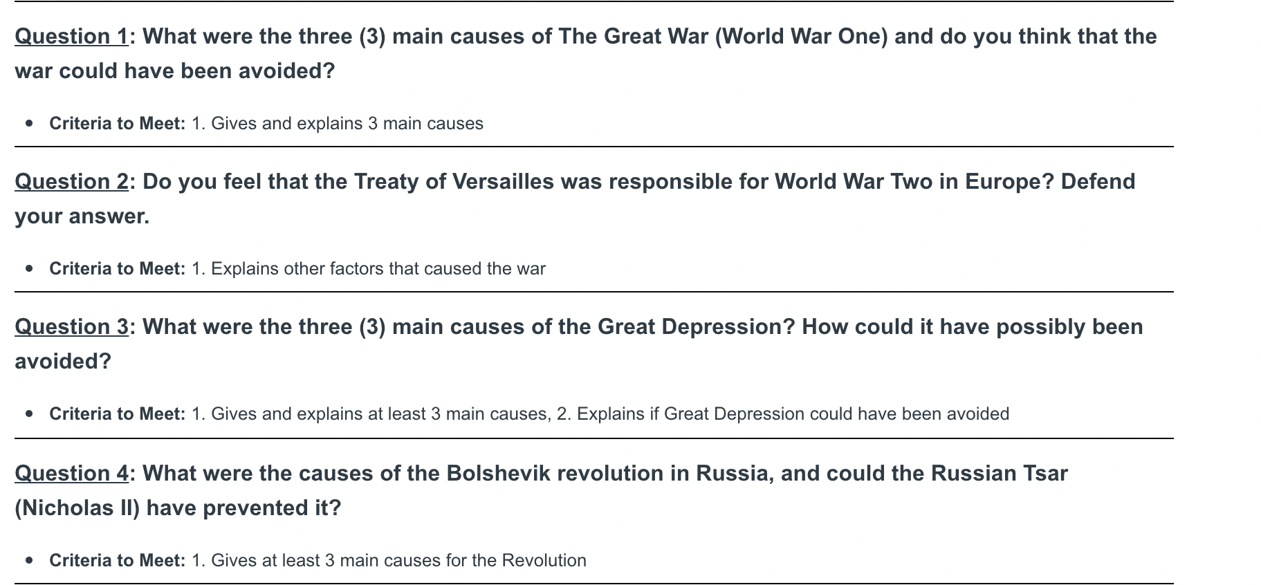 Solved Question 1: What were the three (3) main causes of | Chegg.com