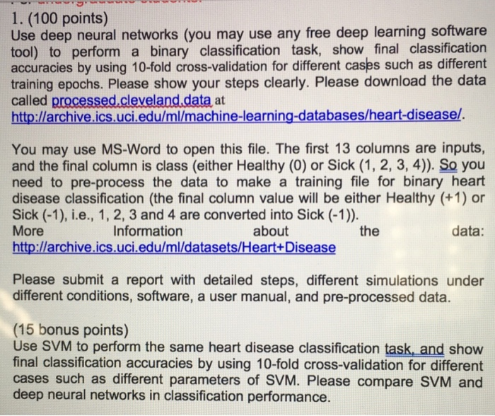 Solved 1. (100 points) Use deep neural networks (you may use | Chegg.com