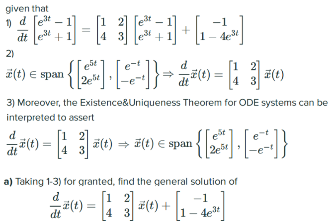 Solved 1 e3t -1 given that 1) d ſe3t - dt |e3t 2) = 3t + 3 1 | Chegg.com