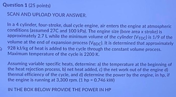 Solved Question 1 (25 points) SCAN AND UPLOAD YOUR ANSWER. | Chegg.com