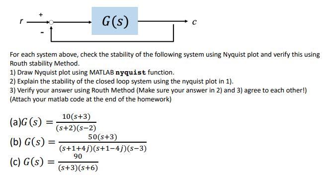 Solved G(s) For each system above, check the stability of | Chegg.com
