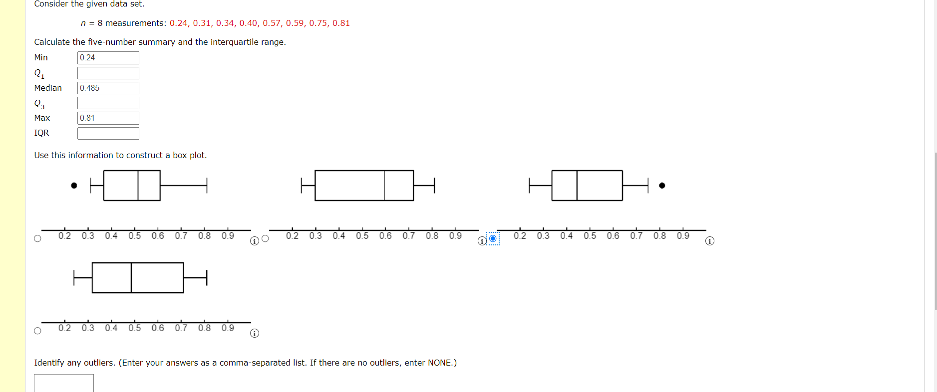 Solved What are Q1, Q3, IQR, the box-and-whiskers plot, and | Chegg.com